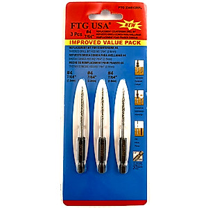 FTG USA Tapered Countersink Drill Bit Set 3 Pc #4 (7/64") Tapered Drill Bit Replacement, Countersink Bit Same Size for Wood Countersink Drill Bits