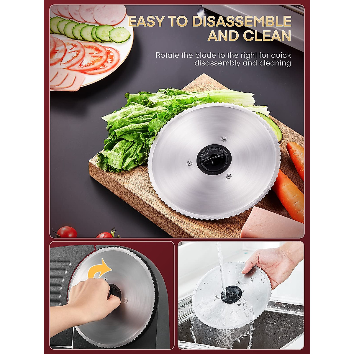 Meat Slicer Blade, Fohere 7.5'' Smooth Stainless Steel, Food Slicer Serrated Blade only for Fohere Meat Slicer