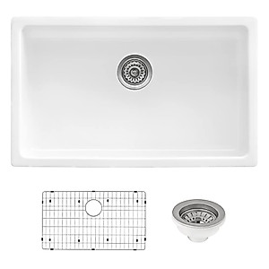 Ruvati 30-inch Fireclay Undermount/Drop-in Topmount Kitchen Sink Single Bowl - White - RVL3030WH