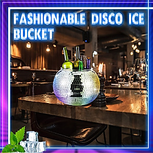 Hoolerry 11L Disco Ice Bucket Disco Party Champagne Ice Bucket Mirror Ball Themed Beer Bucket Retro 70s 80s 90s Theme Disco Party Accessories for Wine Beer Champagne Cooler