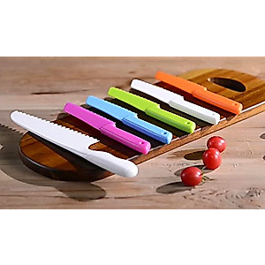 ONUPGO Kid Plastic Kitchen Knife Set, 4-Piece Plastic Knife Set - Chef Nylon Knife/Children's Cooking Baking Knives for Fruit, Bread, Cake, Lettuce Knife, Salad Knife and Safe Kitchen Knife