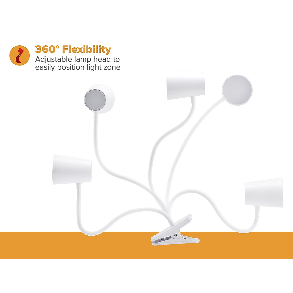 Bostitch Office Adjustable LED Clamp Light, Compact Design, Flexible Neck, Flicker Free, Suction Cups for Stable Installation, White (LED2103)