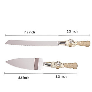 TRUE LOVE GIFT Wedding Cake Knife and Server Set Bride and Groom 2-Piece Dessert Set, Party, Wedding, Anniversary or Celebration