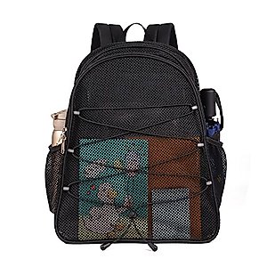 Heavy Duty Mesh Backpack, See Through School Backpack, Mesh Book Bag with Bungee Cord & Adjustable Padded Straps, for Work, School, Travel
