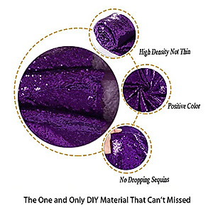 3 Feet 1 Yards Sequin Fabric, by The Yard, Sequin Fabric, Tablecloth, Linen, Sequin Tablecloth, Table Runner Photo Booth Backdrop,Ready to Ship!! (Purple)