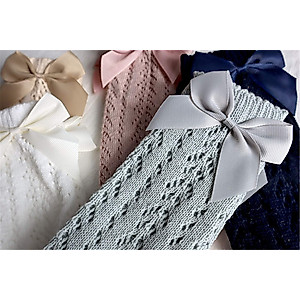 AYIYO Baby Girl Knee-High Socks Toddlers Bow Stockings Newborn Infant Princess Frilly Socks (Pink, 0-12 Months)