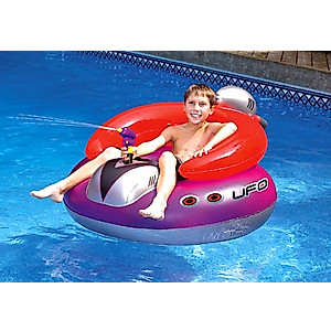 Swimline Basketball Hoop Giant Shootball Inflatable Fun Swimming Pool Water Game Set and UFO Lounge Chair Float with Built-in Squirt Gun, (2 Pack)