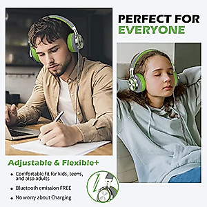 AILIHEN C8 Foldable Wired Headphones with Microphone and Volume Control for Cellphones Tablets Chromebook Smartphones Laptop Computer PC Mp3/4 (Grey/Green)