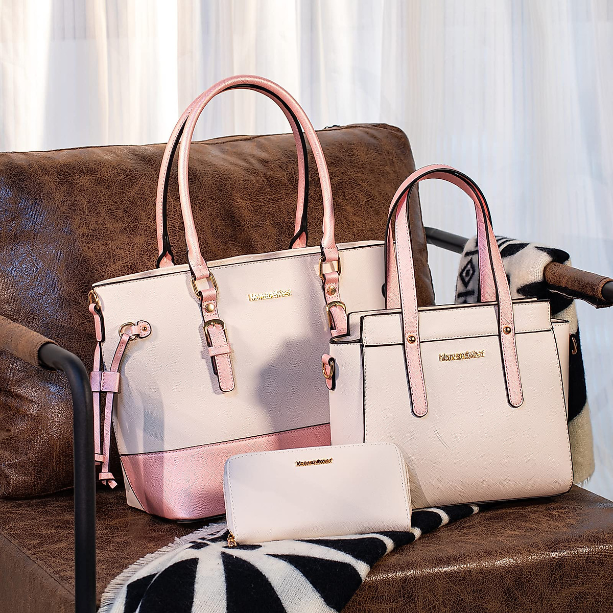 Montana West 3PCS Purses for Women Tote Purse and Wallet Set Shoulder Satchel Bags MWC3-032WBPK