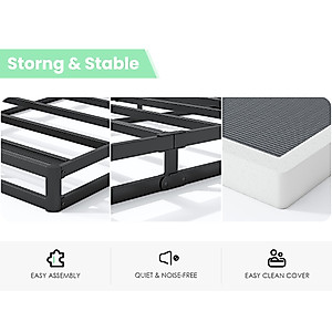 QEROMY Queen Box Spring - 5 Inch Low Profile Box Spring for Queen Bed, Sturdy Metal Frame Mattress Foundation, Easy Assembly, Quiet & Noise-Free