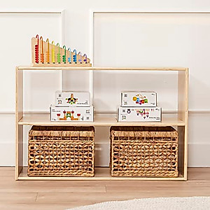 ECR4Kids Streamline 2-Shelf Storage Cabinet, 24in High, Double-Sided Display, Natural