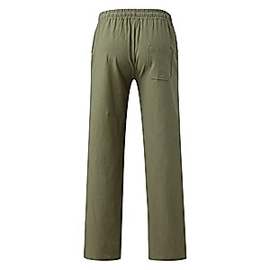 BIFUTON Mens Linen Pants Elastic Casual Beach Pants Summer Yoga Trousers with Pockets mens sweatpants open bottom loose fit baggy sweatpants for men