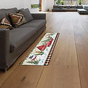 Libaoge Kitchen Mat Rug Set of 2 Christmas Snowman Tree Farmhouse Red Truck Runner Rug Anti-Fatigue Comfort Memory Foam Standing Mat Non-Slip Floor Door Mat for Bathroom Bedroom 24x35in+24x71in