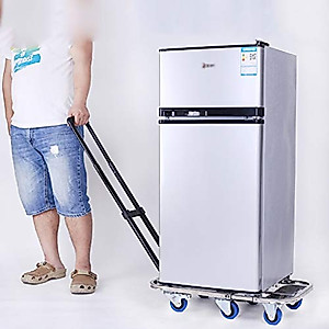 Generic Trolley Stainless Steel Tray Retractable Folding Cart 6 Wheels with Universal Wheels Hand Trucks Household Warehouse Heavy Duty Hand Trucks (Color : Without Brake, Size : 68 * 38 * 56-104cm)