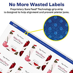 Avery Glossy White Arched Square Labels with Sure Feed, 2" x 2-3/16", 1,200 Glossy White Labels, Print-to-The-Edge, Permanent Label Adhesive, Laser/Inkjet Printable Labels