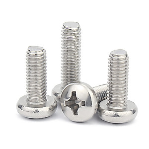 #10-24×1-1/4" Phillips Pan Head Screws, 304 Stainless Steel 18-8 Pan Head Machine Screws, Phillips Drive 50pcs