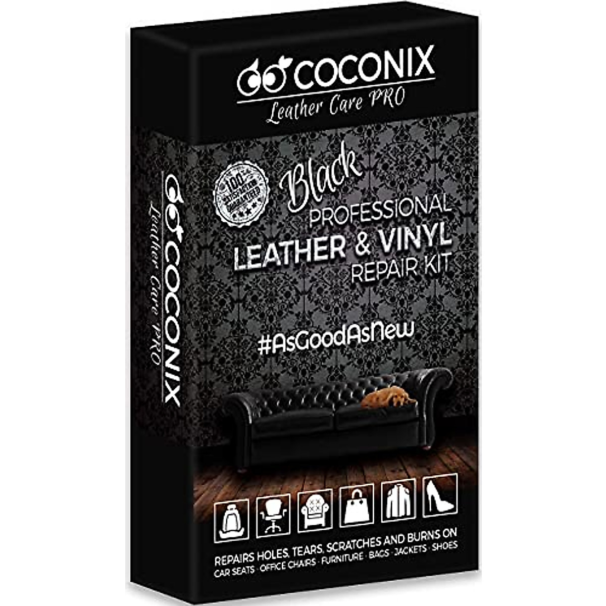 COCONIX Black Leather and Vinyl Repair Kit Leather Recoloring Balm Pure Black