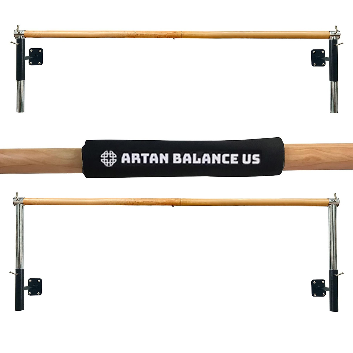 Artan Balance Ballet Barre Wall Mounted for Home or Studio Dance Training, Yoga, Stretching, and Pilates, Adjustable Bar Height, for Kids and Adults, Beginner Friendly, 5 FT Long