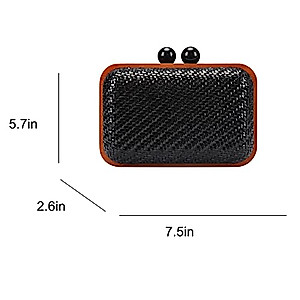 Fawziya Kisslock Weave Wood Evening Bags And Clutches For Women-Black