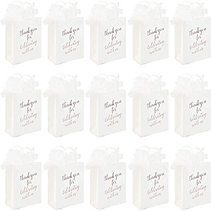 Sparkle and Bash Thank You Kraft Gift Bags with Tissue Paper (Rose Gold Foil, 15 Pack)