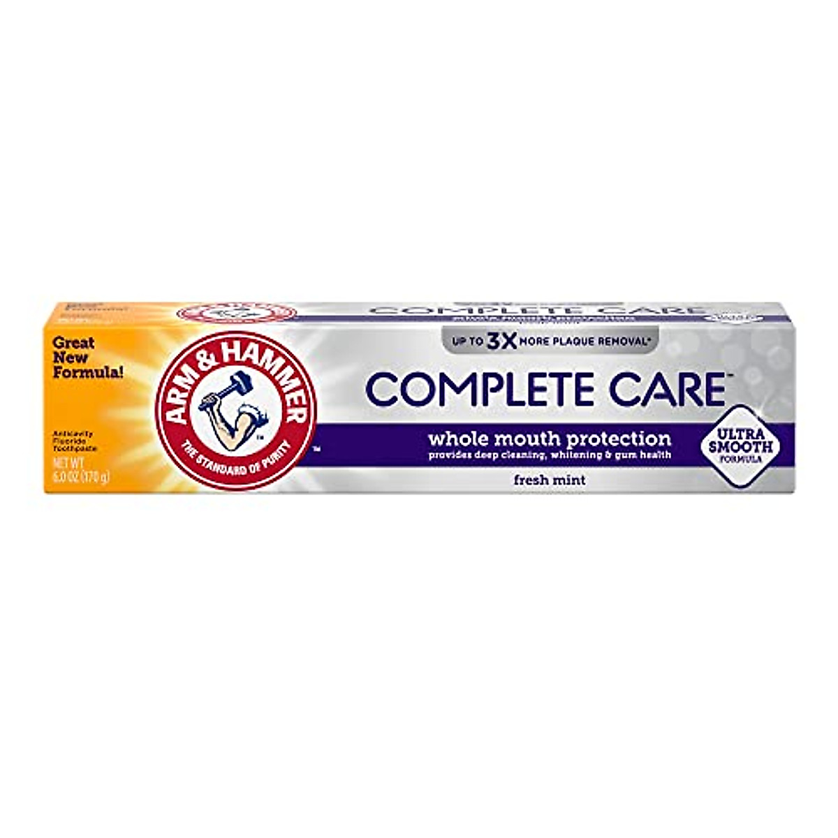 Arm & Hammer, Complete Care Toothpaste Whole Mouth Protection Six Pack – Fresh Fluoride Toothpaste, Mint, 72 Ounce, (Pack of 12) (Packaging May Vary)