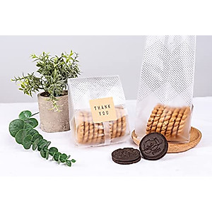 LOKQING Cellophane Treat Bags Cookie bags for Packaging Clear Gift Bags with Stickers for Cookies,Candy,Chocolates(100 PACK,9x3.3inch)