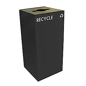 Witt Industries 32GC04-CB GeoCube Recycling Receptacle with Combination Slot/Round Opening, Steel, 32 gal, Charcoal