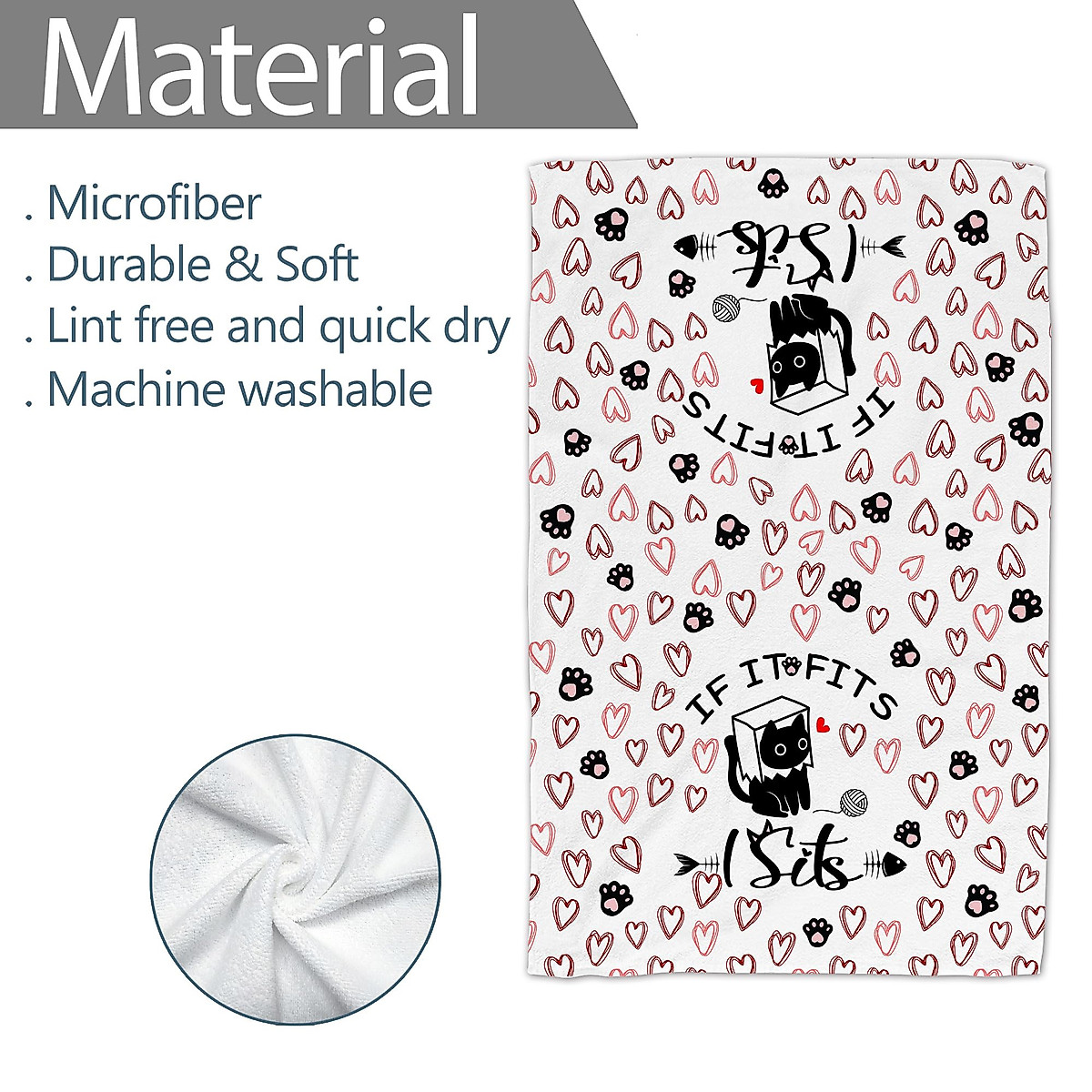 Unibyby Cat Kitchen Towels, Cat Lover Gifts for Women, Decorative Cat Hand Towels for Kitchen, Cat Gifts for Cat Lovers, Housewarming Gift, Cute Cat Dish Towel, Tea Towel, Cat Kitchen Décor