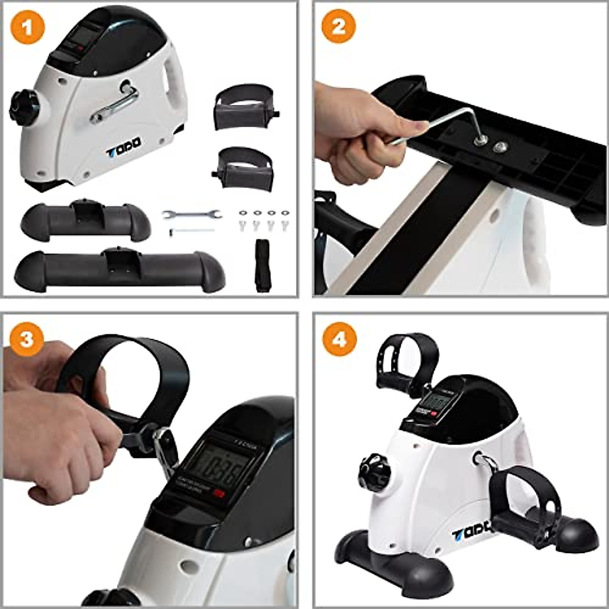 Mini Exercise Bike TODO Pedal Exerciser Foot Peddler Portable Therapy Bicycle with Digital Monitor