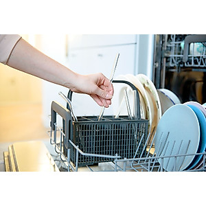 HALM Glass Straws - Birthday Party Edition - 6 Reusable Drinking Straws With Engraved Icons 20cm (8 in) - Birthday Present, Gift - Made in Germany - Dishwasher Safe - Eco-Friendly