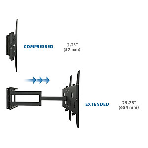 Mount-It! Long Arm TV Wall Mount with 26 Inch Extension, Swing Out Full Motion Design for Corner Installation, Fits 40 50, 55, 60, 65, 70 Inch Flat Screen TVs, 220 Lb Capacity