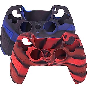 Grip Cover for PS5 Controller, CHIN FAI Anti-Slip Silicone Skin Protective Cover Case for PlayStation 5 Wireless Controller with 6 Thumb Grip Caps (Camouflage 2 PCS)