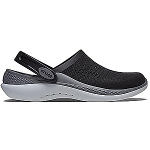 Crocs Unisex LiteRide 360 Clogs, Black/Slate Grey, 8 Men/10 Women