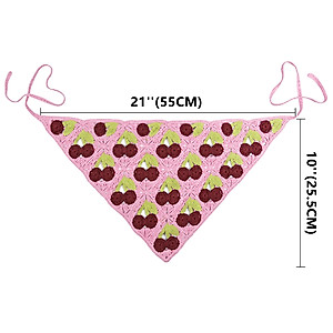 GERINLY Women Crochet Hair Bandana 2 Pcs Boho Triangle Head Scarf Kerchief Elegant Lace and Cute Cherry Accessory