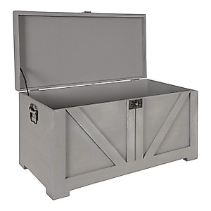 Kate and Laurel Cates Classic Farmhouse Small Wooden Storage Chest Trunk, Gray, Modern Farmhouse Decorative Storage Chest