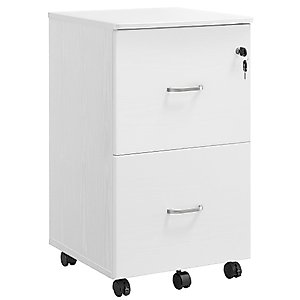 VASAGLE 2-Drawer File Cabinet, Locking Filing Cabinet for Home Office, Small Rolling File Cabinet, Printer Stand, for A4, Letter-Size, Assembly Required, Honey Brown and Ink Black ULCD027T46V2