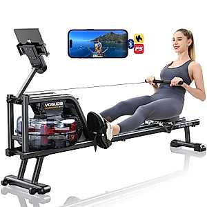 YOSUDA Water Rowing Machines with Bluetooth-Water Rowers 350LBS Weight Capacity for Home Use with Smooth Aluminum Dual Slide Rail & Rowing-Dedicated Monitor