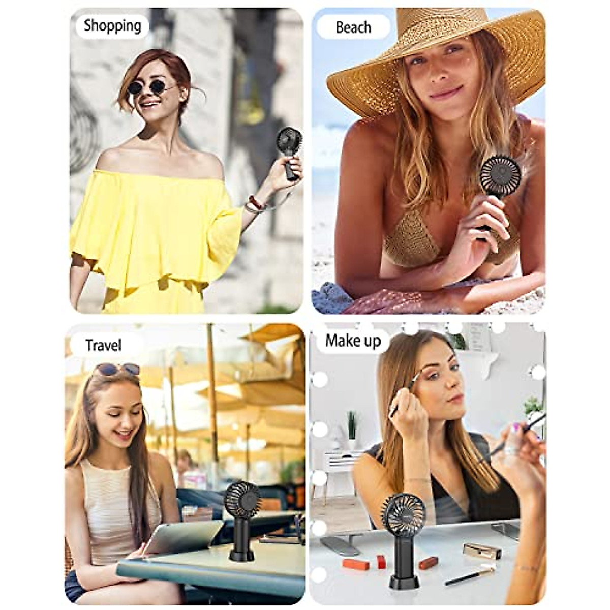 EasyAcc Mini Portable Fan Mini Handheld Fan, 3 Speed USB C Rechargeable Battery Operated Fan Pocket Fan, Personal Fan with Lanyard and Base Cooling Desk Fan for Kids Women for Travel Indoor Outdoor