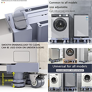 Washing Machine Stand with 4 Locking Swivel Wheels and 8 Adjustable feet, Multifunctional Mobile Base for refrigerators, Washing Machines, dryers or Large Storage Bins