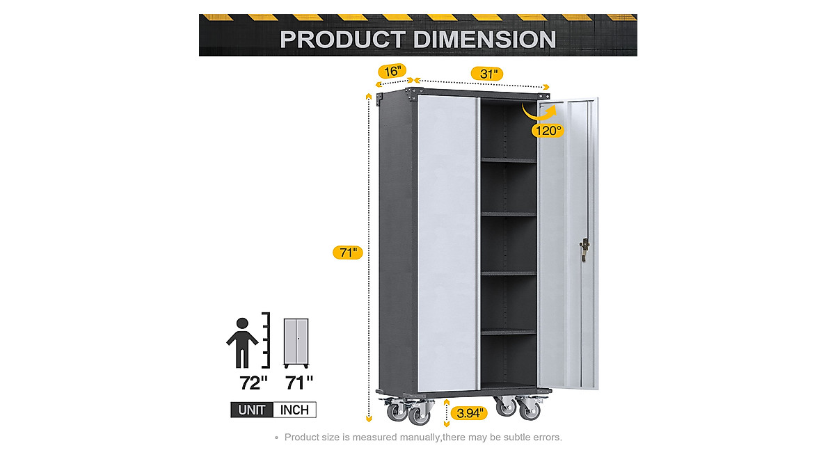 71'' Tall Rolling Storage Cabinet with Lockable Doors