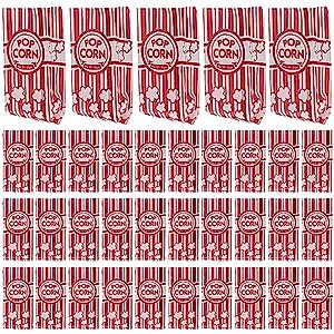 Paper Popcorn Bags Bulk 100pcs Paper Popcorn Bags Individual Servings Oil Resistant Popcorn Container Popcorn Machine Accessories for Popcorn Bars Movie Nights Concessions