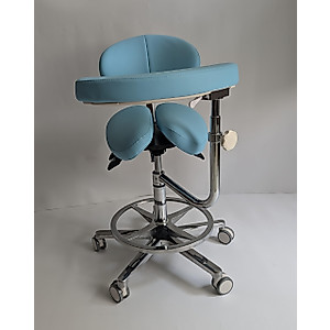 LINCHARM.COM Medical Dental Saddle Assistant Chair Stool with Rotatable Arm and Ergonomic Back Support for Dentist Operator Seating in Dental Clinics, Microfiber Leather (C13 Black)