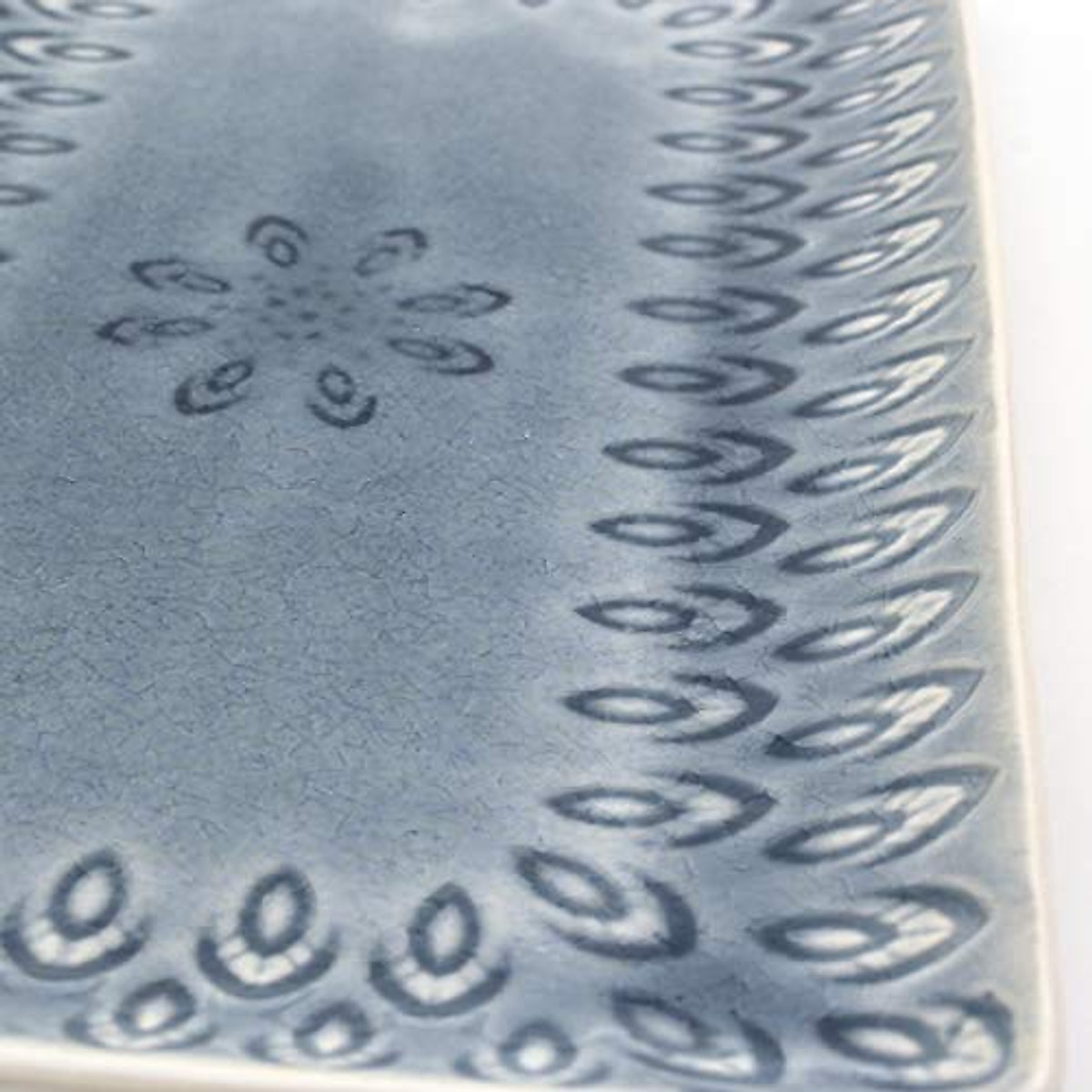 Euro Ceramica PK- Peacock Rectangular Platter, One Size, Grey