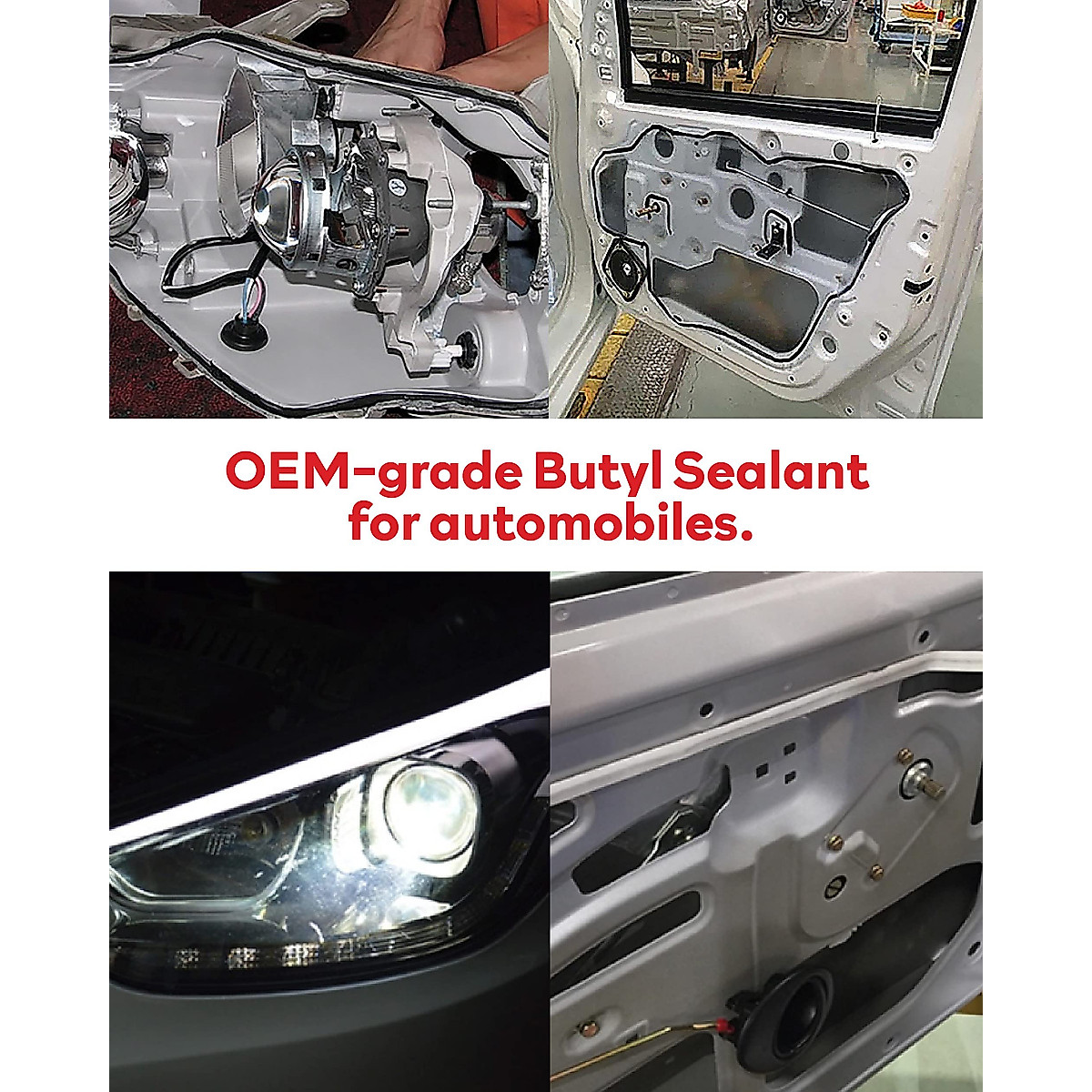 XFasten Butyl Headlamp Sealant, 7 millimeters x 20 Feet, 7 millimeters Thick, OEM Grade Automotive Rubber Butyl Rope Tape for Headlamp, Headlight, Windshield, Window, and Pool Light Sealant Tape