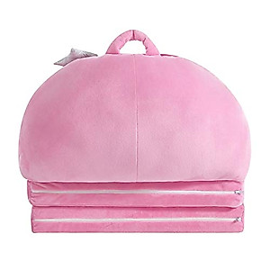 Heritage Kids Rainbow Convertible Flip Lounger Foam Chair - Soft Plush Fabric - Ages 3+, Pink