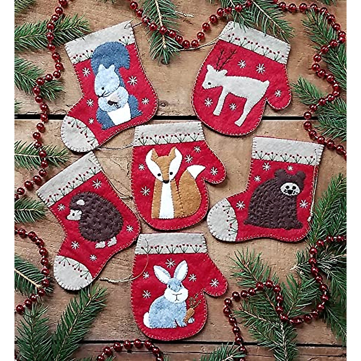 Generic, Christmas Critters Felt Ornament Kit | DIY Wool Stocking Applique from Rachel's of Greenfield, 0919