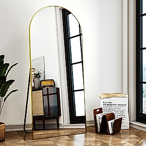 Easly 71"x30" Extra Large Arched Full Length Mirror - Leaning Mirror Arch Wall-Mounted Mirrors - Aluminum Alloy Frame Modern Simple Home Decor - for Living Room Bedroom Cloakroom, Gold