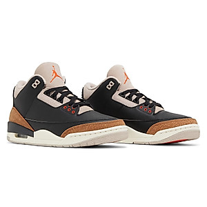 Nike Men's Jordan 3 Retro Basketball Shoes, Black/Rush Orange-fossil Stone, 10