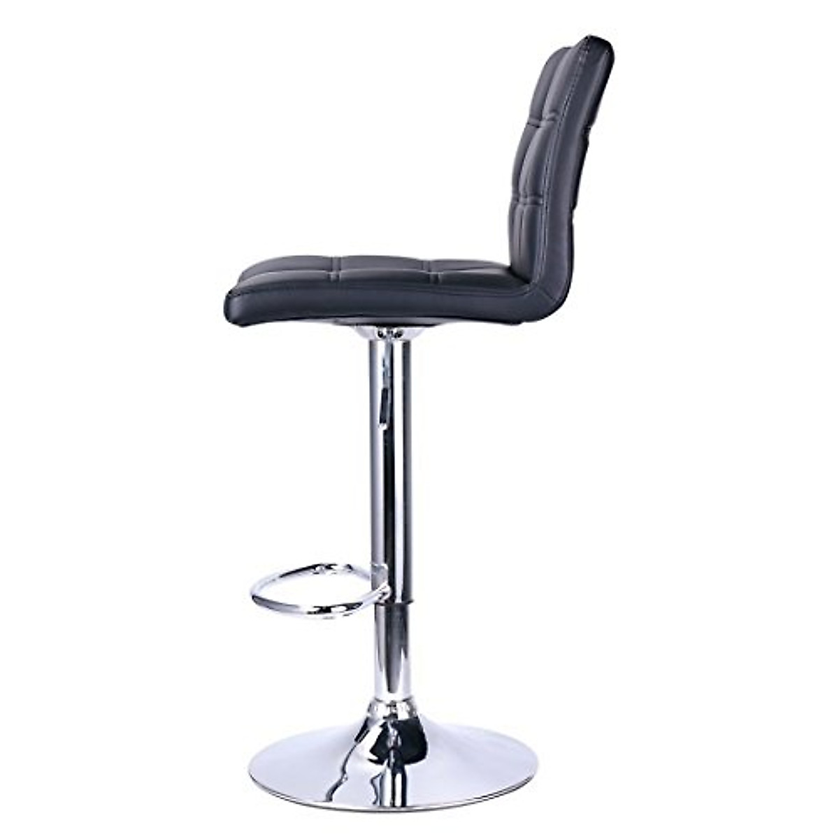 koonlert14 Contemporary Bar Stools Hight Adjustable Seat Hydraulic 360 Degree Swivel Sturdy Steel Frame Quadrate cushion Seat Dining Chair Bar Pub Stool Home Office Furniture - Set of 2 Black #1935