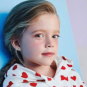 925 Sterling Silver Turquoise Studs Hypoallergenic Earrings for Sensitive Ears with Romantic "Forever Love" Engraving Jewelry Valentine for Women Girlfriend-6MM